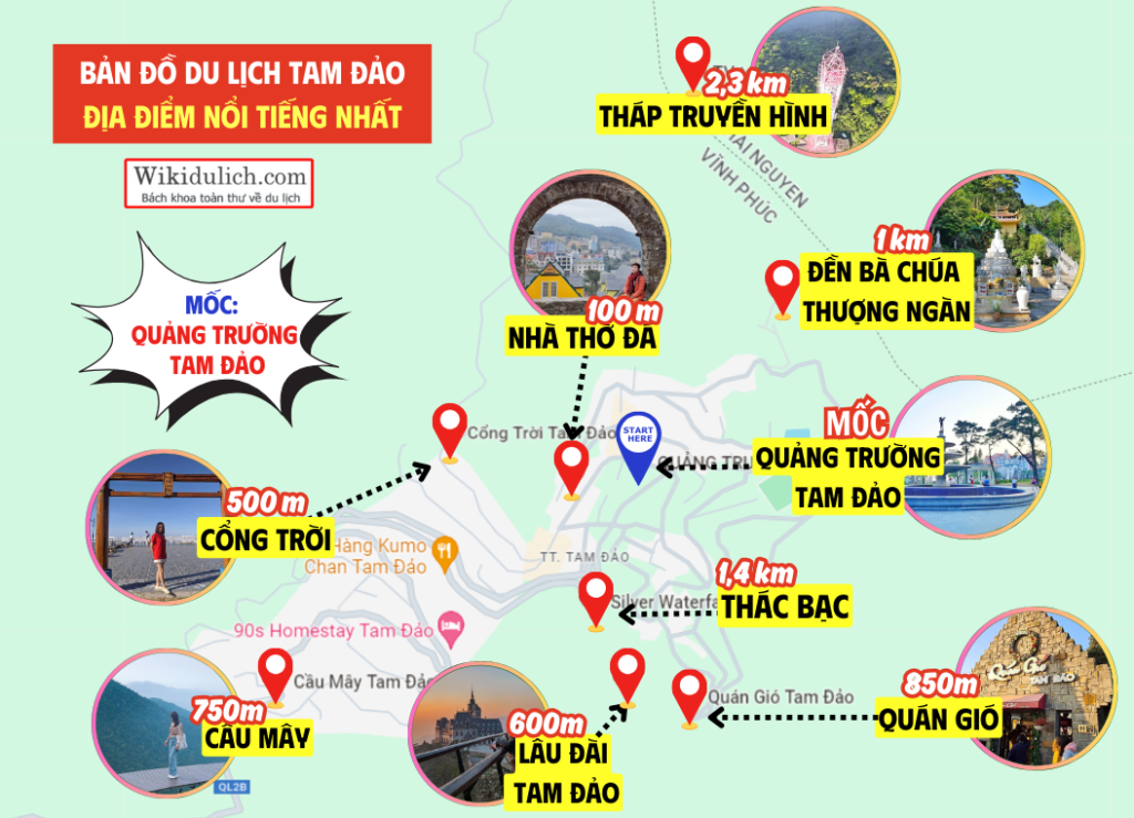 Bản đồ du lịch Tam Đảo 5/2026: chi tiết vị trí điểm tham quan